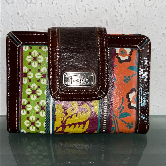 Fossil | Bags | Vintage Fossil Leather Boho Patchwork Wallet Multicolor ...